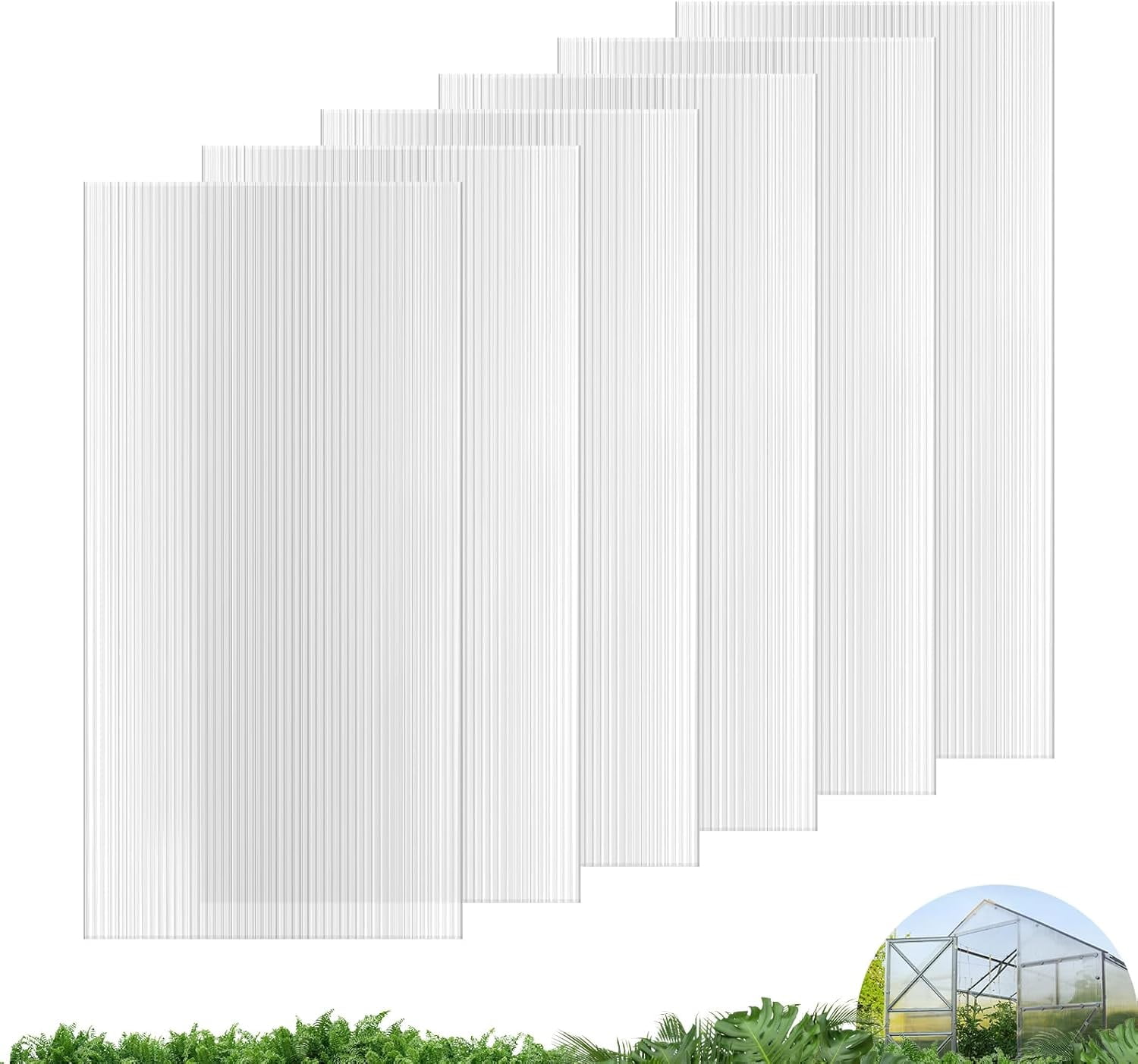 6 PCS 4'x 2'x 0.24'' Polycarbonate Greenhouse Panels, Twin-Wall ...