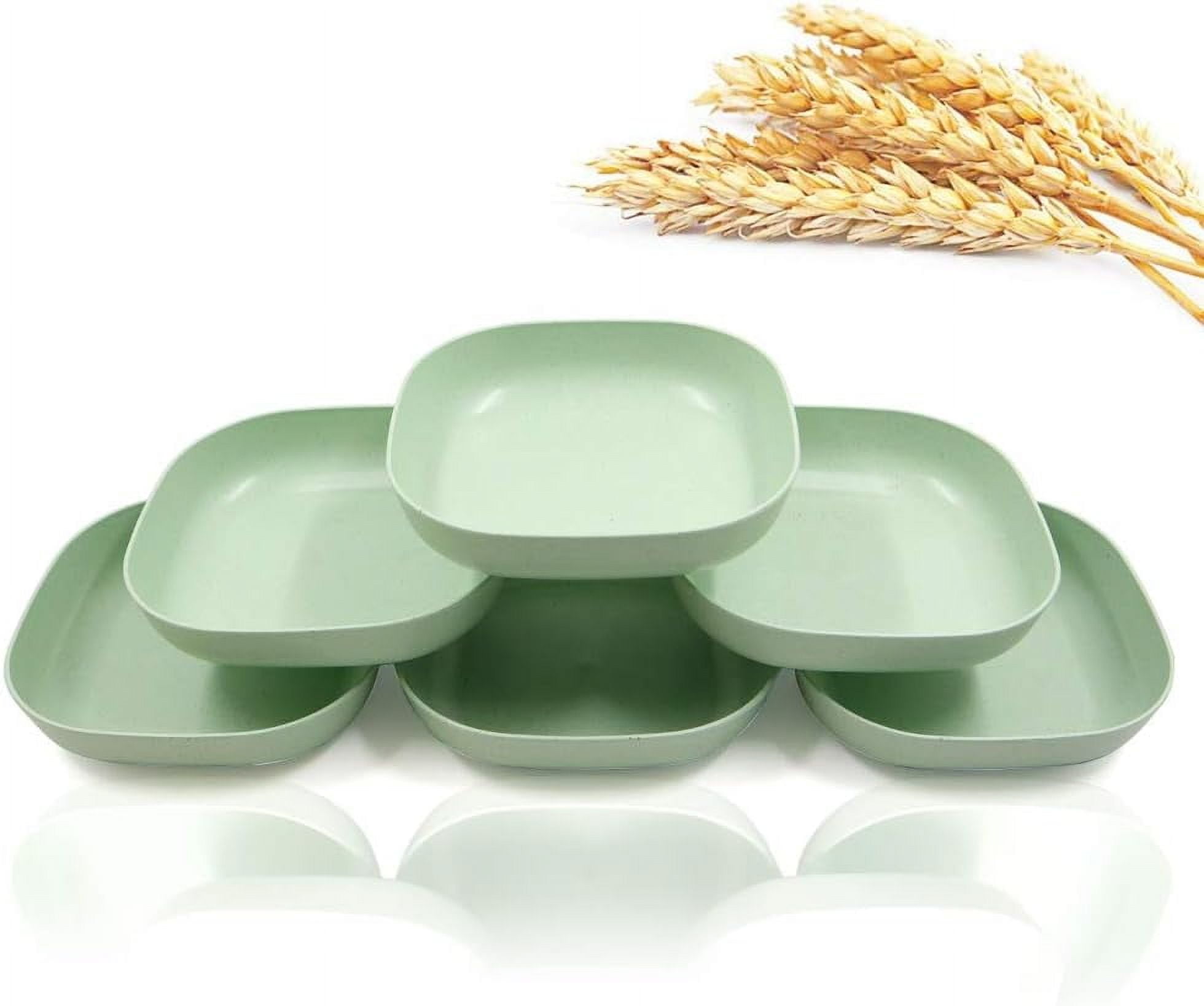 6 PCS 5.7inch/14.5cm Square Lightweight Wheat Straw Plates, Deep Dinner ...
