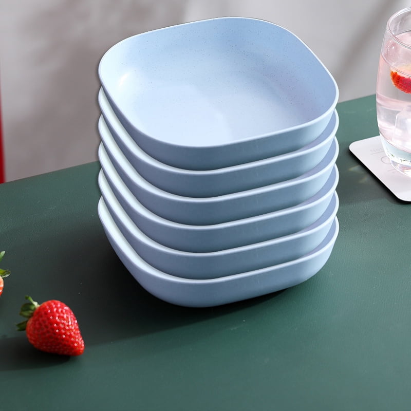 6 PCS 5.7inch Lightweight Wheat Straw Plates, Square Lightweight Wheat ...