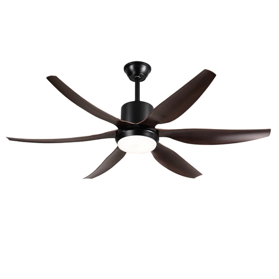 6 PCS ABS Blades 56 Ceiling Fan With Light Kit 3 Color LED Light Source ...