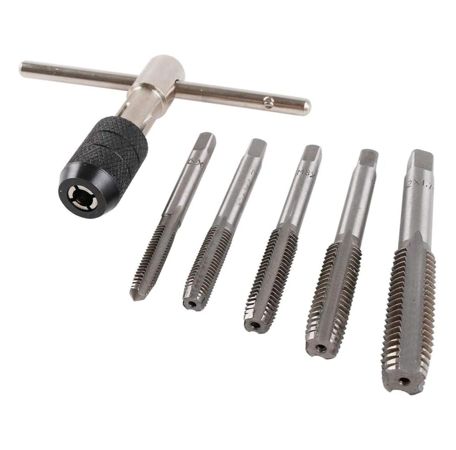 6 PCS Adjustable T-Handle Tap Wrench Set Metric M7 M8 M10 Taps Kit HSS Hand Metric Screw ...