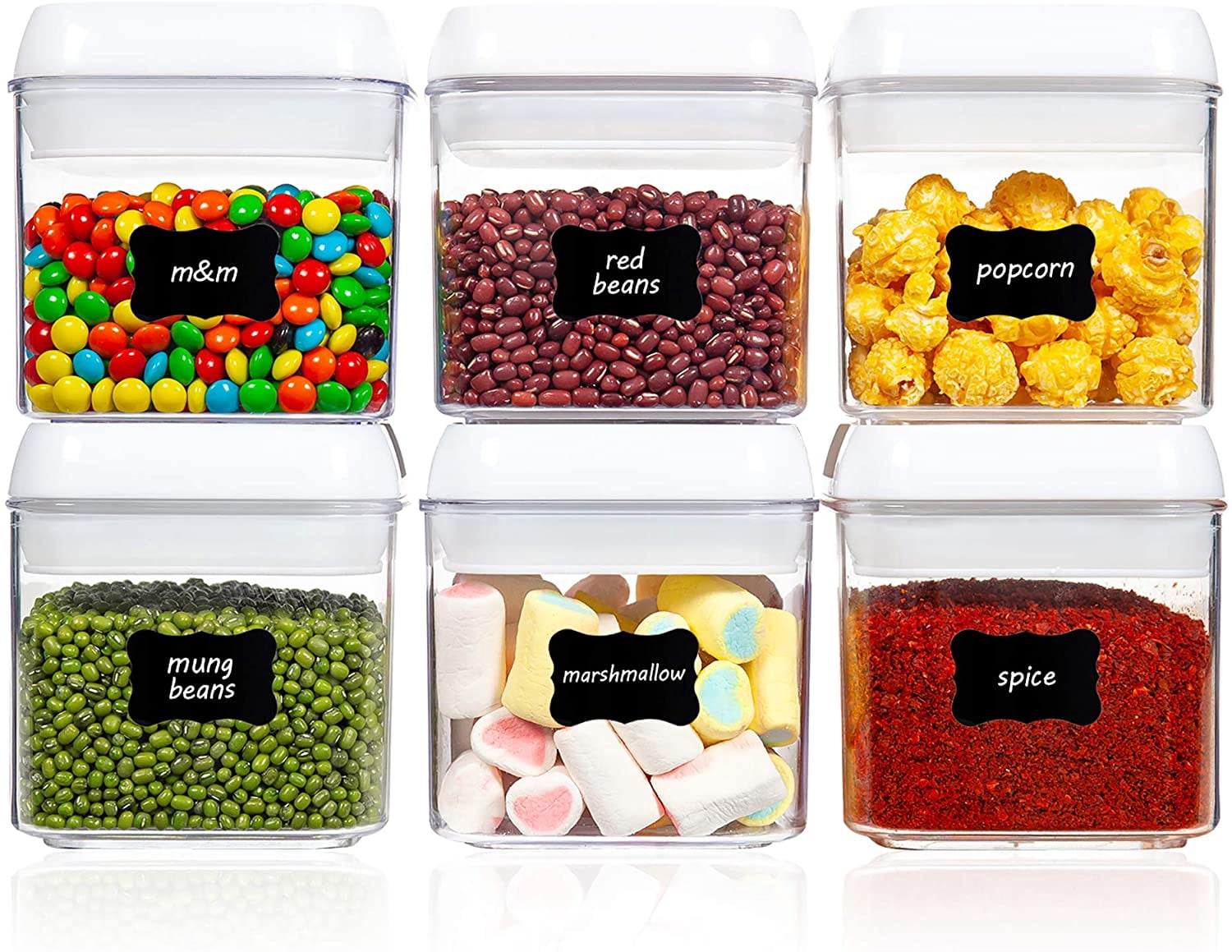 6 PCS Airtight Food Storage Containers, BPA Free Plastic Snack ...