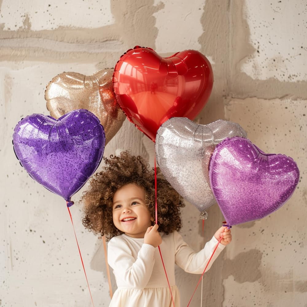 6 PCS Aluminium AJH3 Foil Heart Shaped Balloons | Party Decorations ...