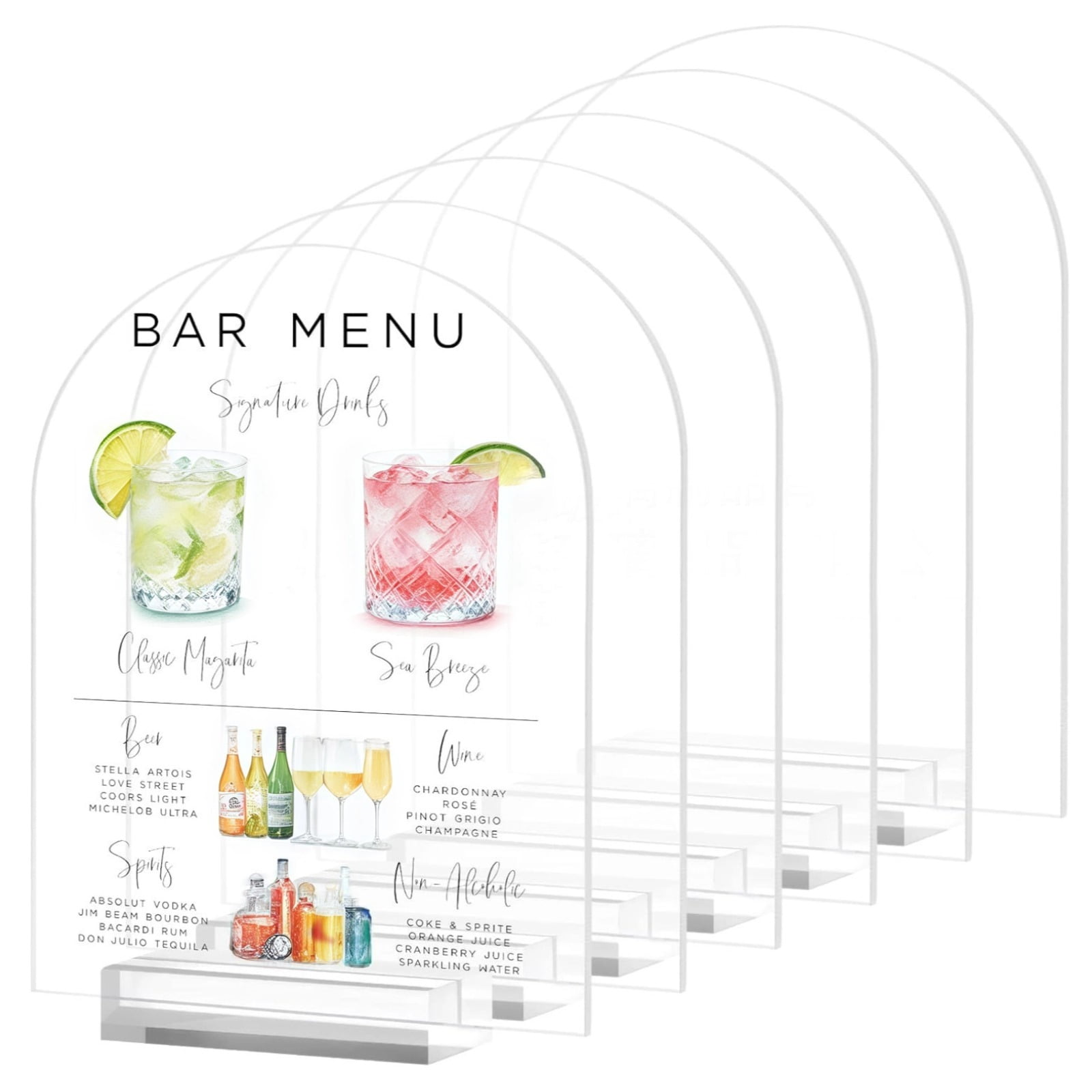 6 PCS Arch Acrylic Signs with Stand, 8 x 10 Inches Clear Arched Acrylic ...