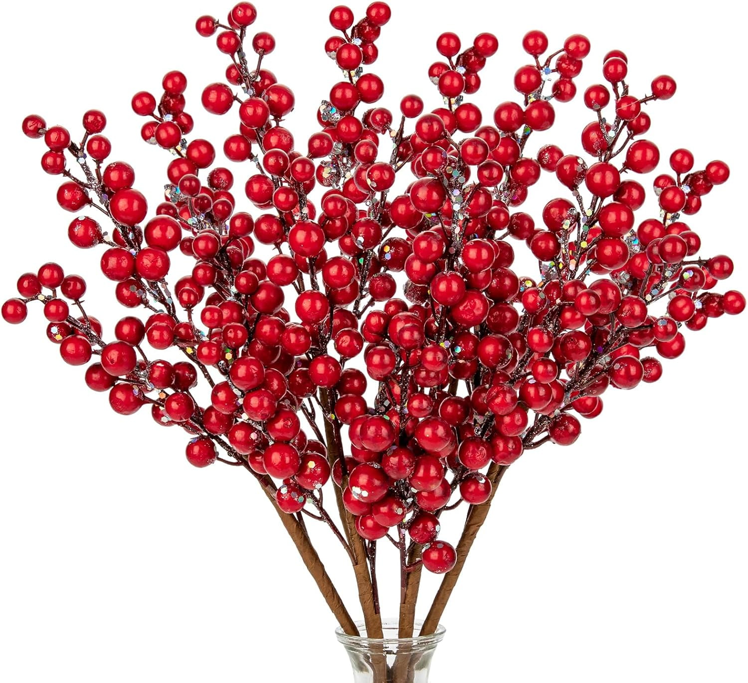 6 PCS Artificial Christmas Berry Picks, 8.7" Faux Berry Stems Spray ...