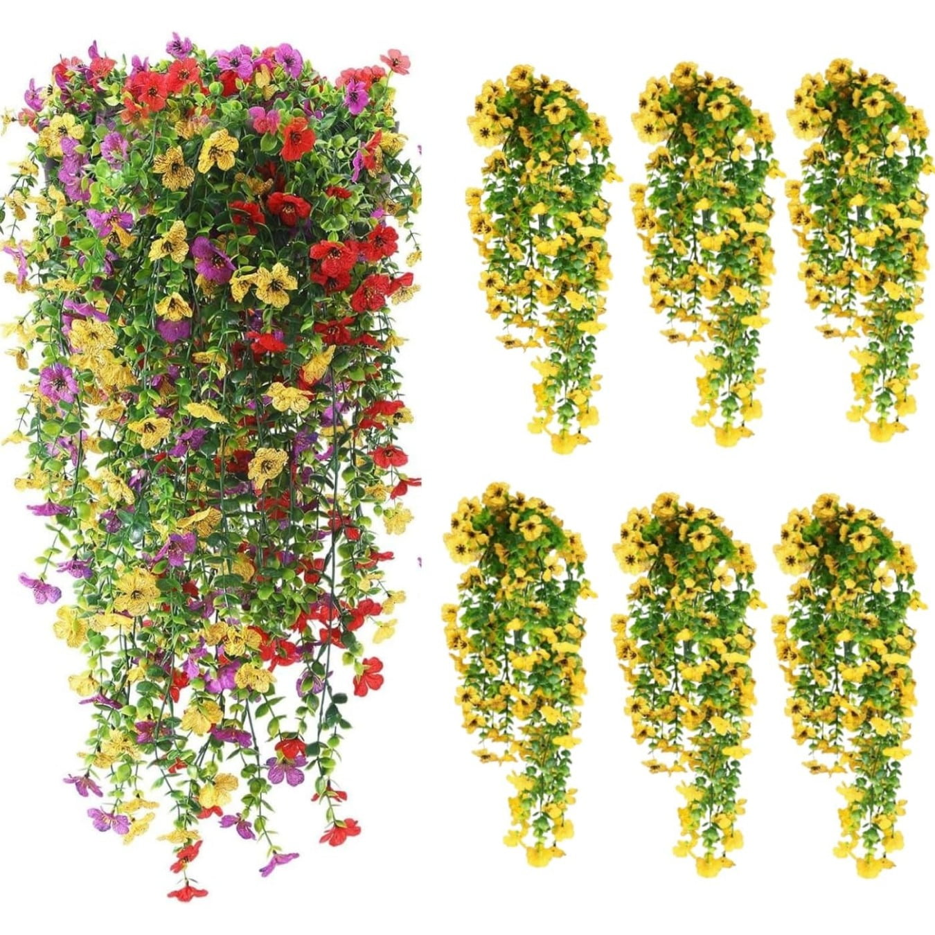 6 PCS Artificial Faux Hanging Plants Flowers,Indoor Hanging Baskets ...