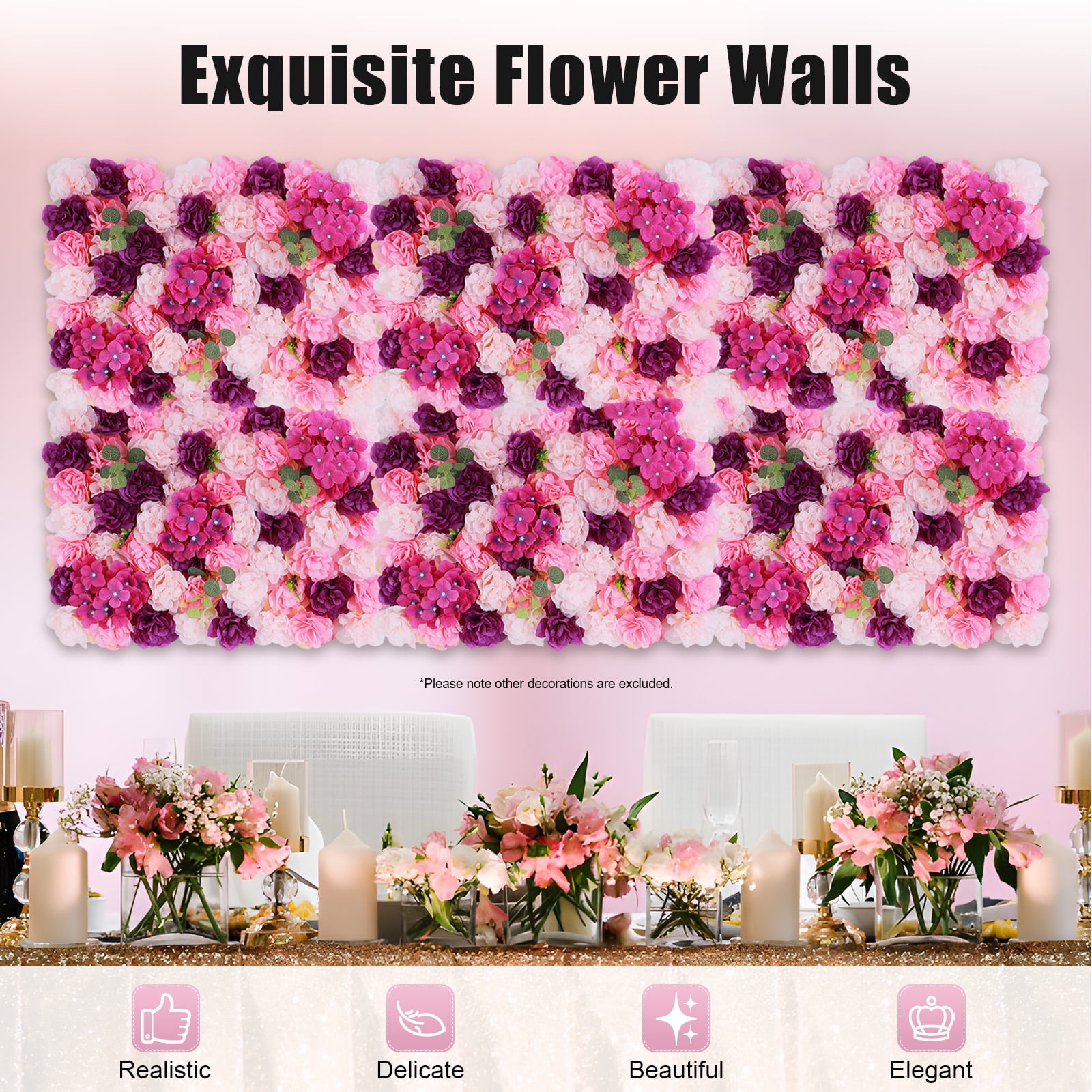 6 PCS Artificial Flower Wall Panel Indoor Outdoor Flower Wall Panel For ...