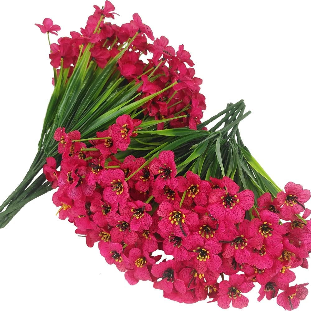 6 PCS Artificial Flowers Outdoor, UV Resistant No Fade Faux violet ...