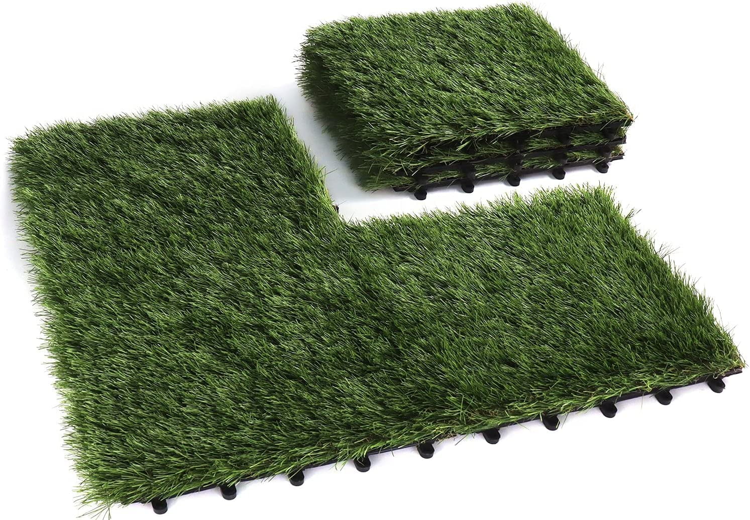 6 PCS Artificial Grass Turf Tile (1x1 ft, 1.5 in Pile Height), Grass ...