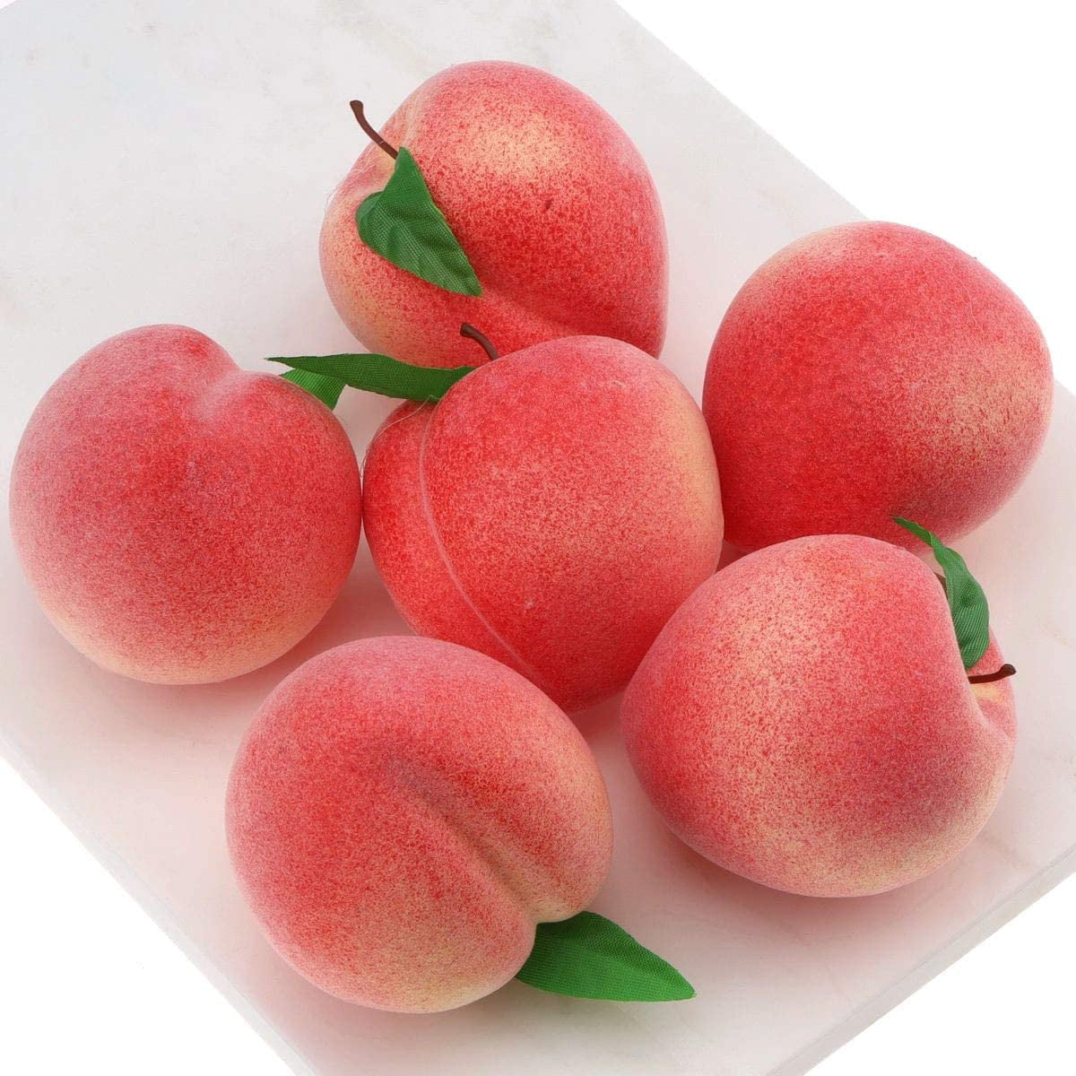 6 PCS Artificial Peach Fake Fruits Faux Simulation Pink Peaches Model ...