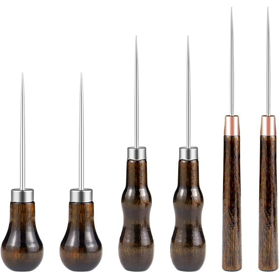 6 PCS Awl Tool Set, Leather Punch Stitching Marking Awl Tool, Gourd ...