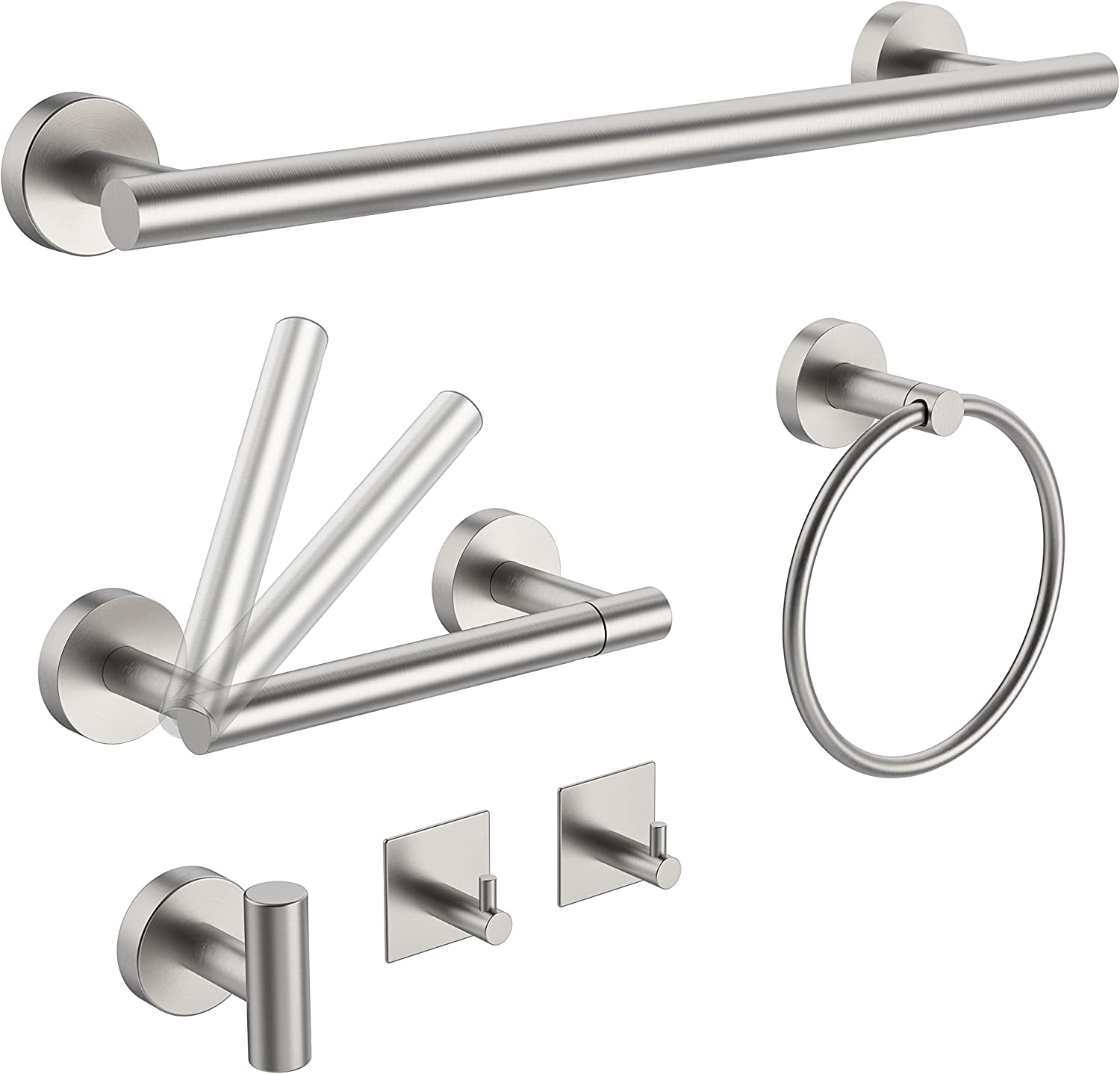 6 Piece Brushed Stainless Steel Bathroom Hardware Set, 16 Inch Towel ...