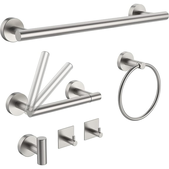 6 Piece Brushed Stainless Steel Bathroom Hardware Set, 16 Inch Towel ...