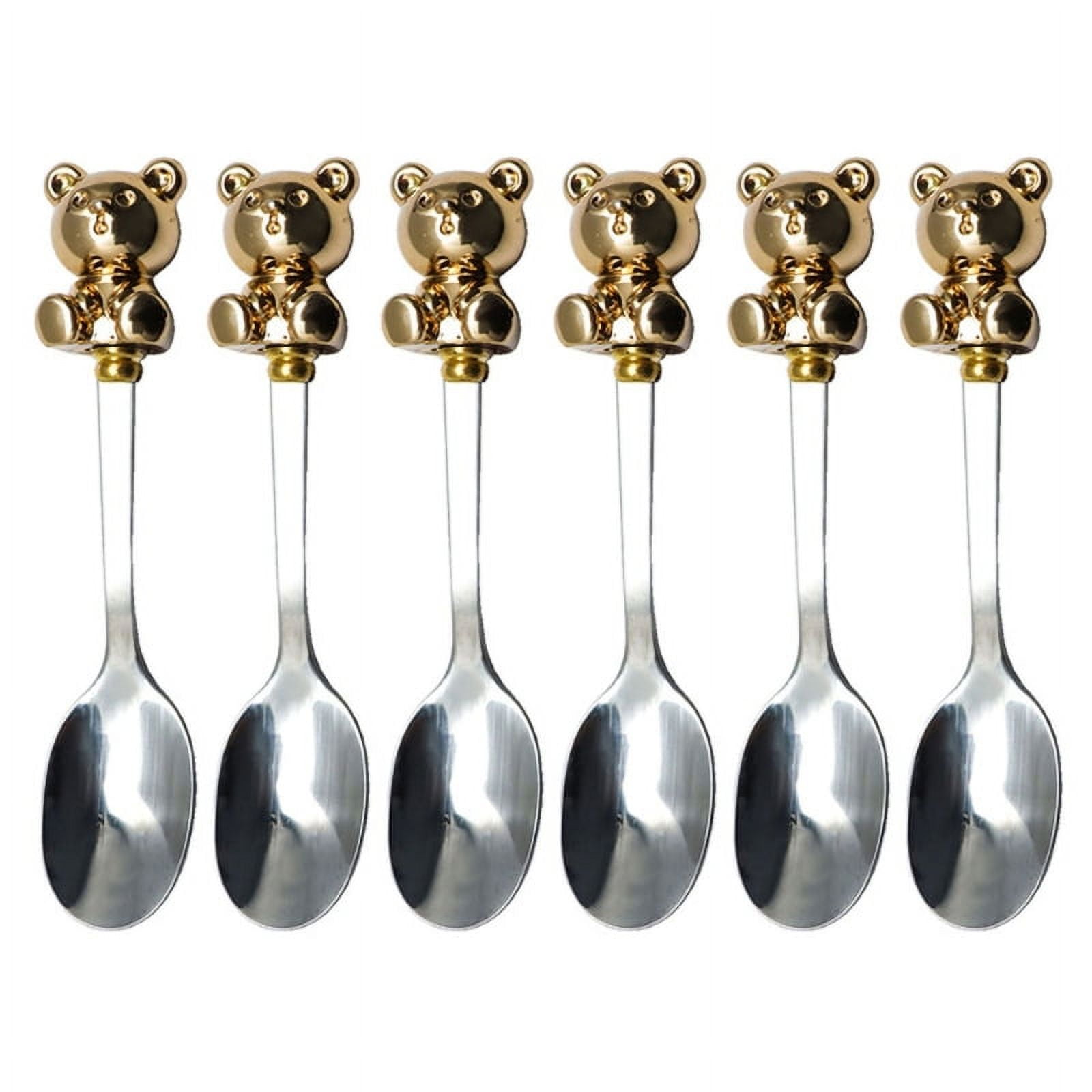 6 PCS Bear Shape Appetizers Cake Spoons/Fruit Forks Stainless Steel ...