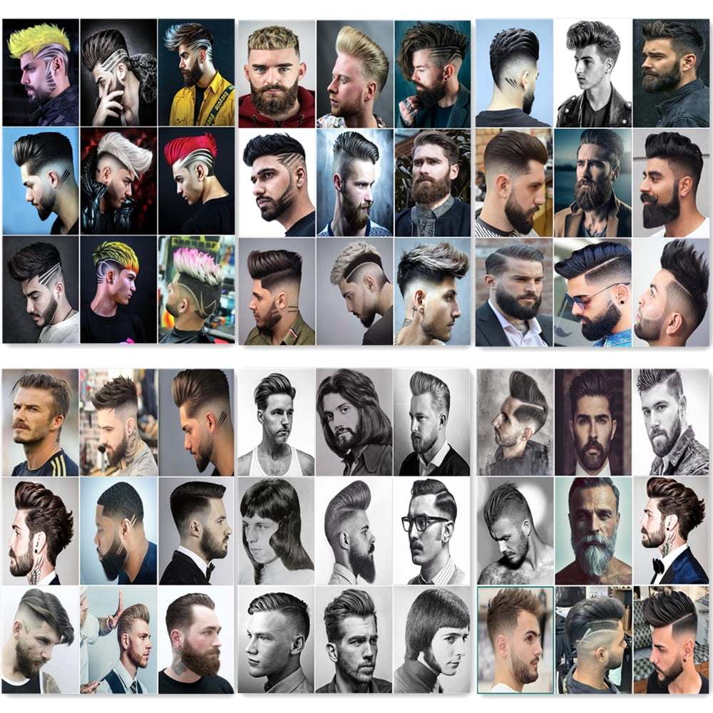 6 PCS Best Men's Hairstyles Posters and Prints Barber Shop Signboard ...
