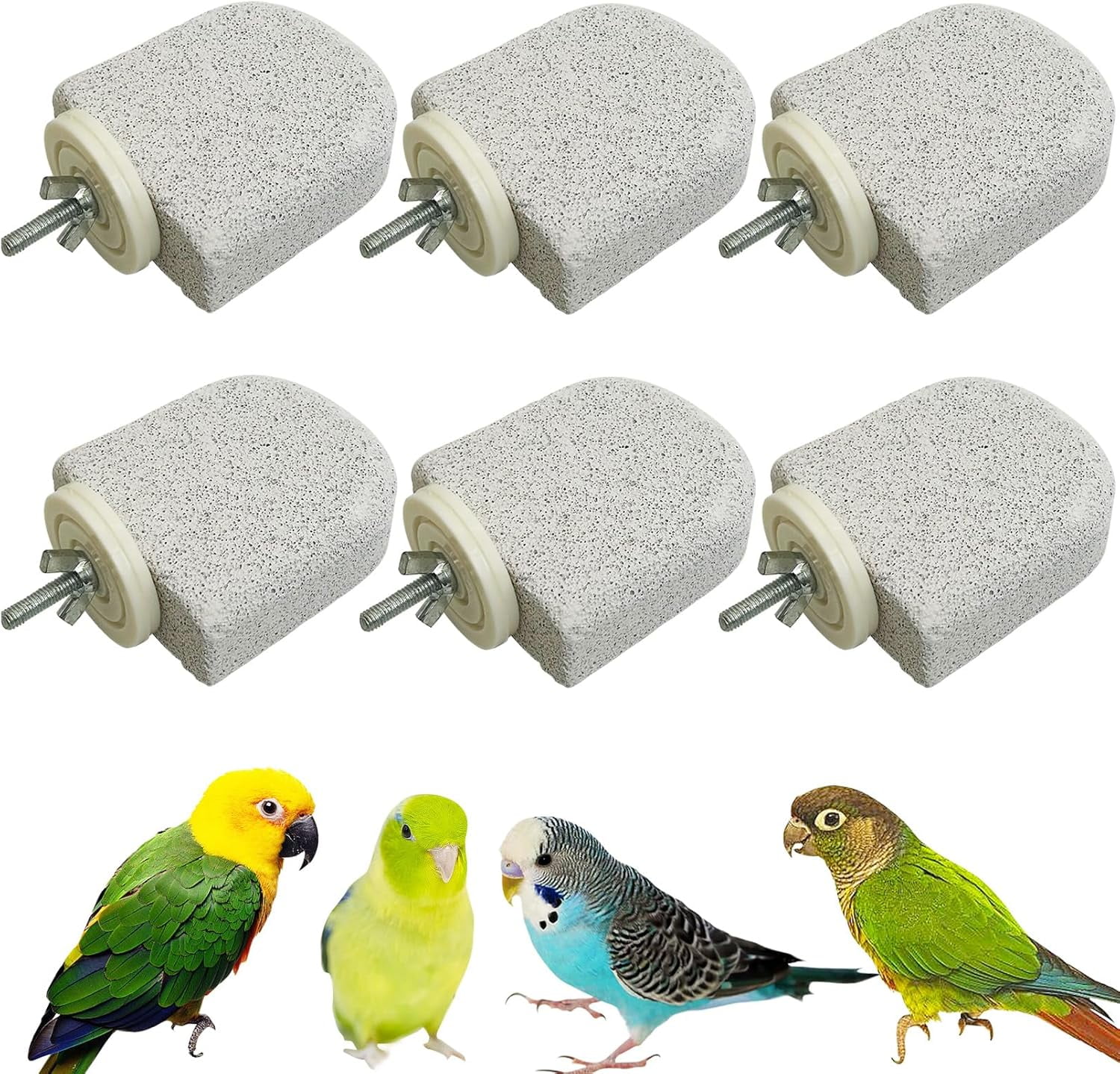6 PCS Bird Perch Bird Beak Grinding Stone Calcium Mineral Parrot Perch ...