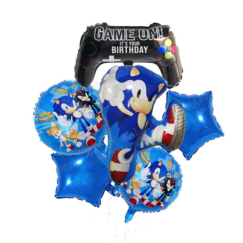 6 PCS Birthday Party Balloon Sonic Balloons for Kids Foil Super Sonic ...