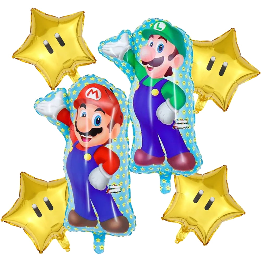 6 PCS Birthday Party Balloons LARGE Mario Balloons Luigi Balloons Mario ...