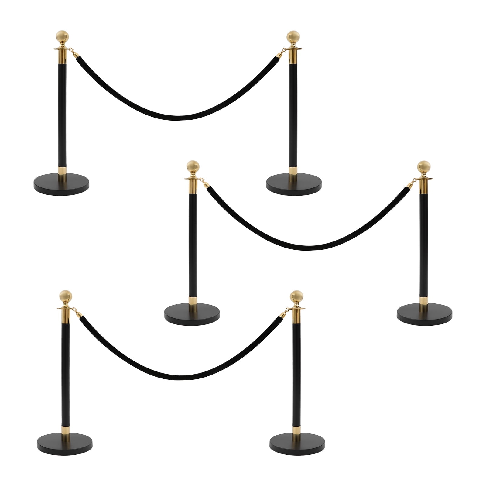 6 PCS Black and Gold Posts 201 Stainless Steel Barrier Post Kit ...