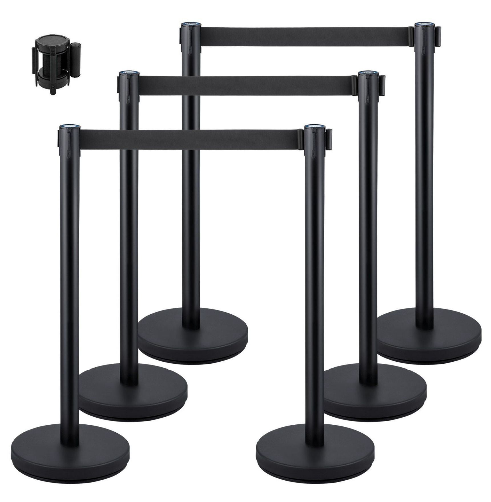 6 PCS Black Stanchion Posts Stainless Steel Stanchion Queue Post Black ...