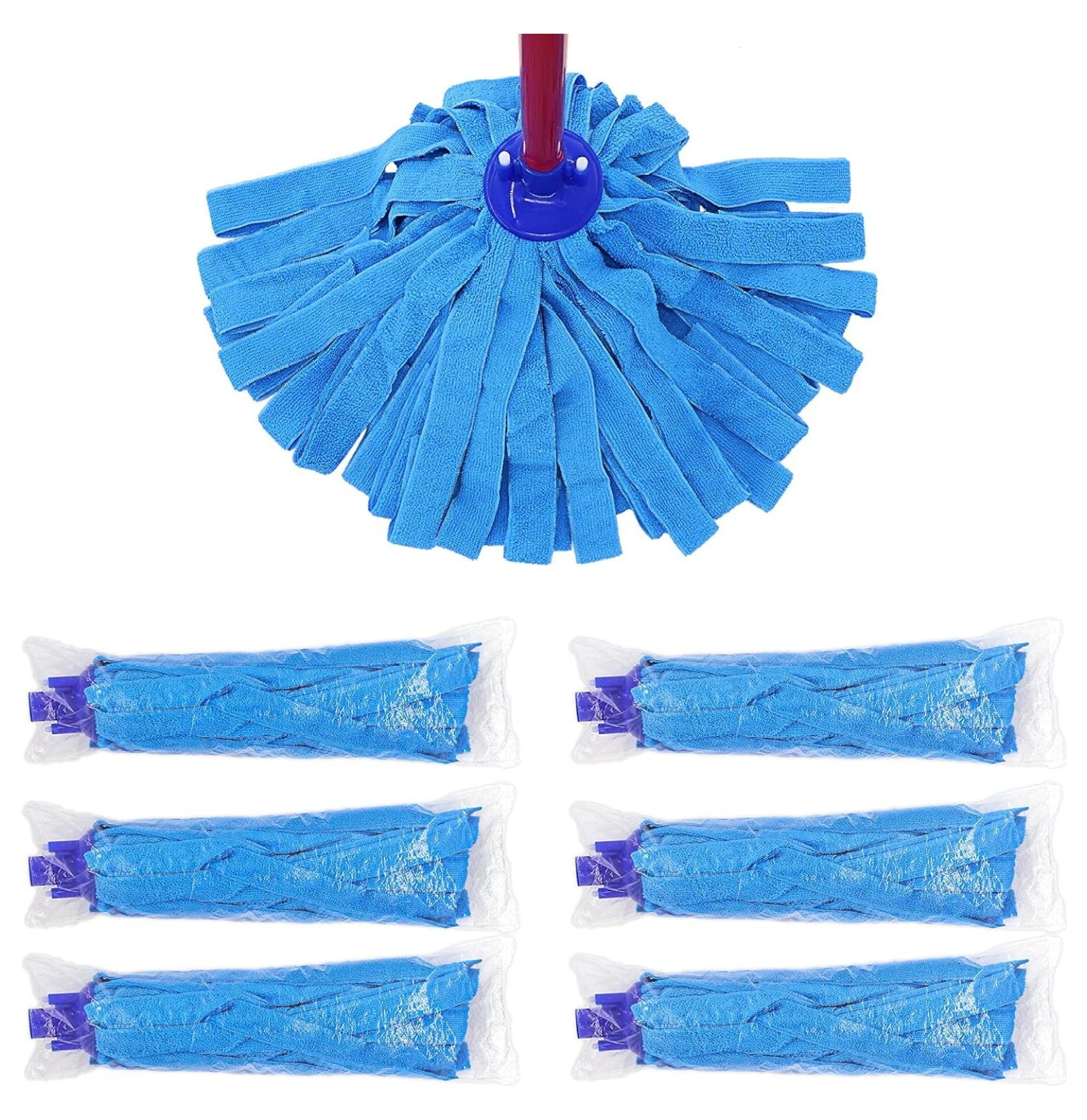 6 PCS Blue Microfiber Mop Replacement Compatible with All Standard US ...