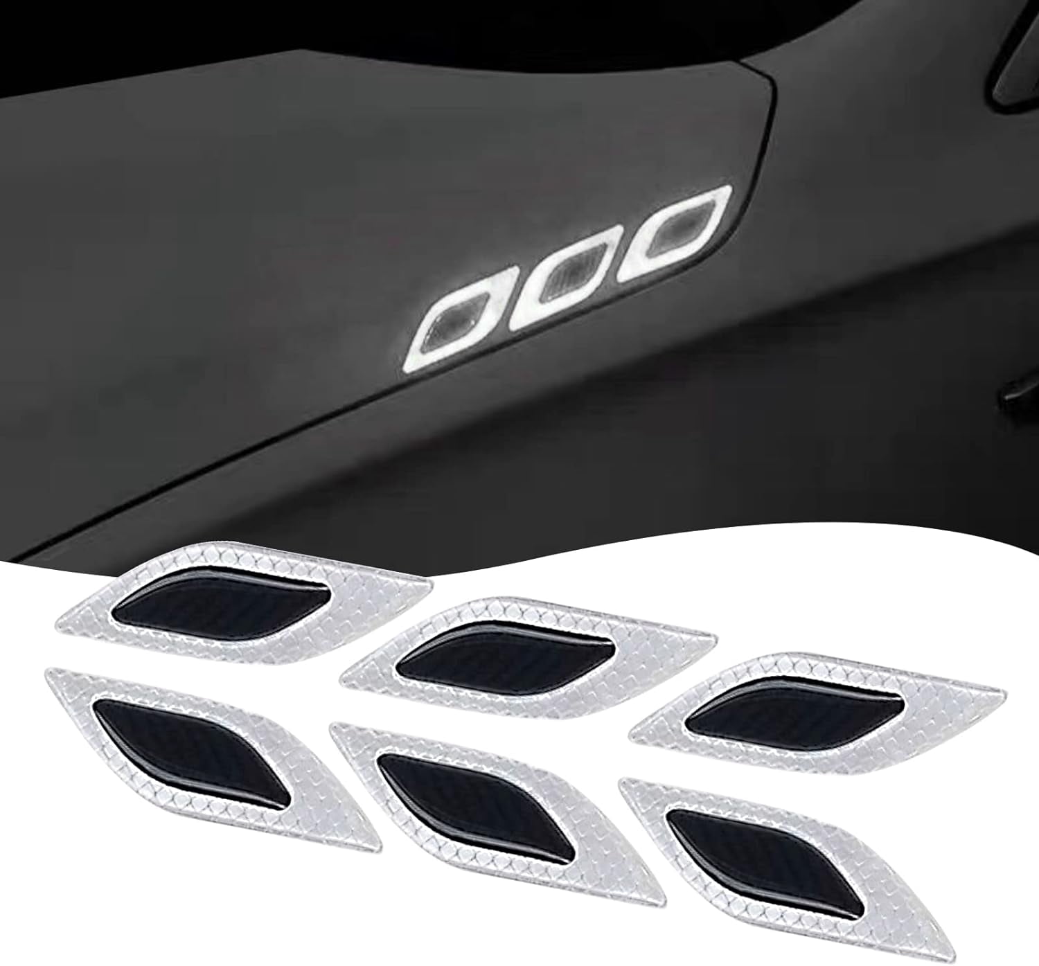6 PCS Car Body Anti-Collision Reflective Sticker, Safety Warning 3D ...