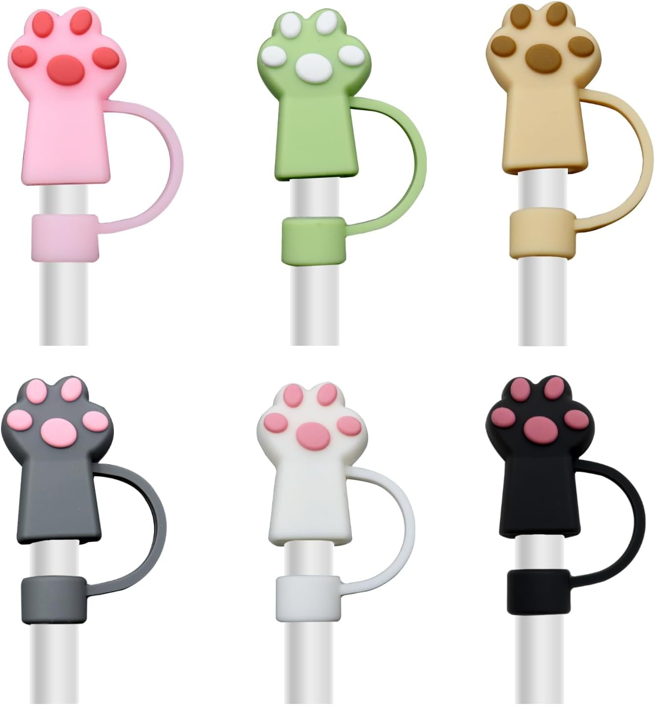 6 PCS Cat Straw Cover Protector Reusable Drinking Accessories Silicone ...