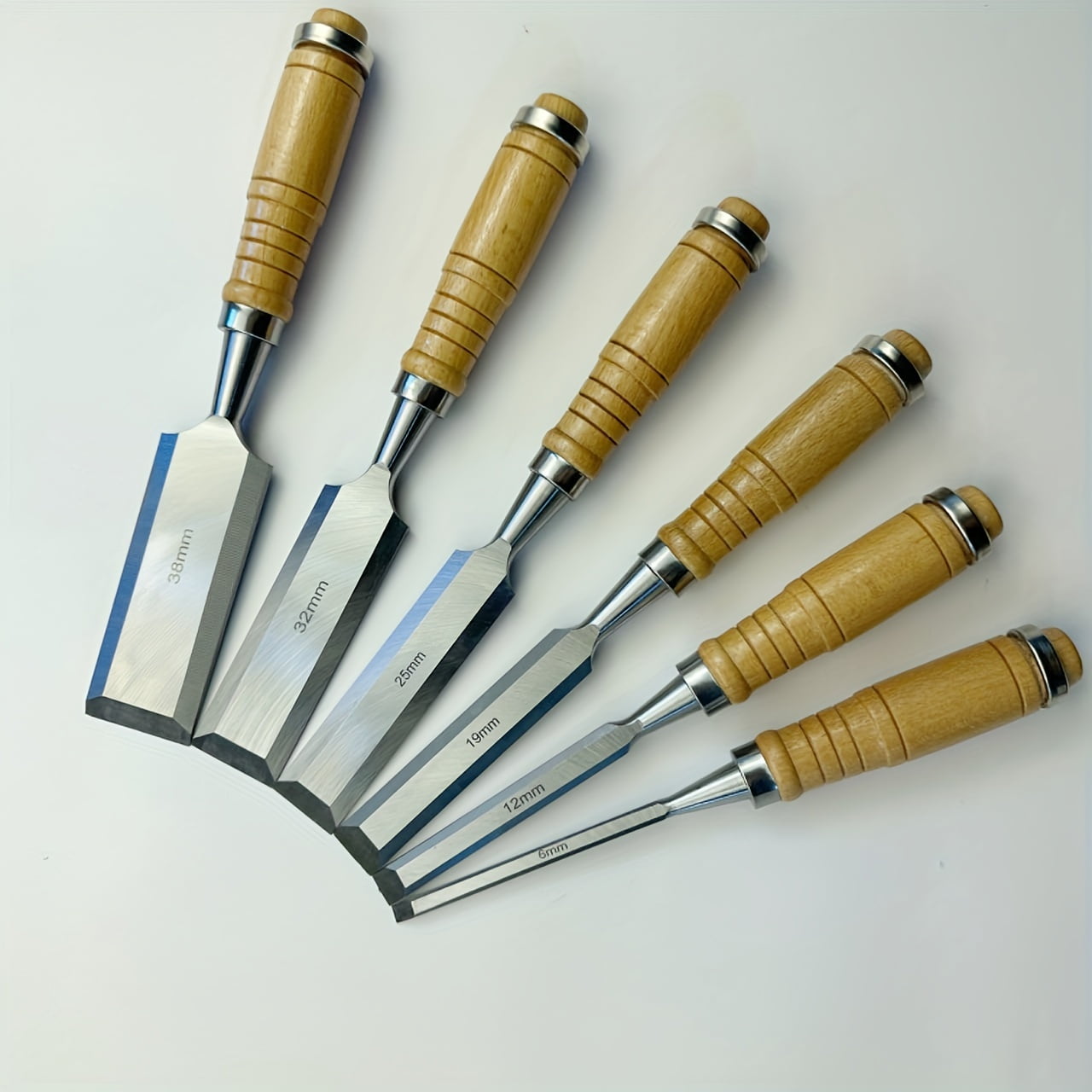 6 PCS Chisels, Bevel Edge Chisel Set Wood Chisels with Wooden Handles ...