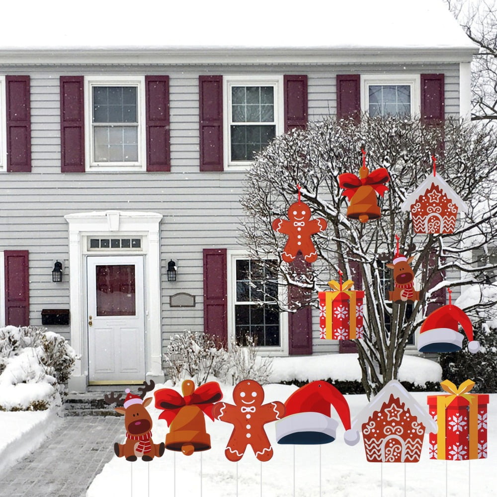 6 PCS Christmas Outdoor Yard Signs Candy Decorations Outdoor Peppermint ...