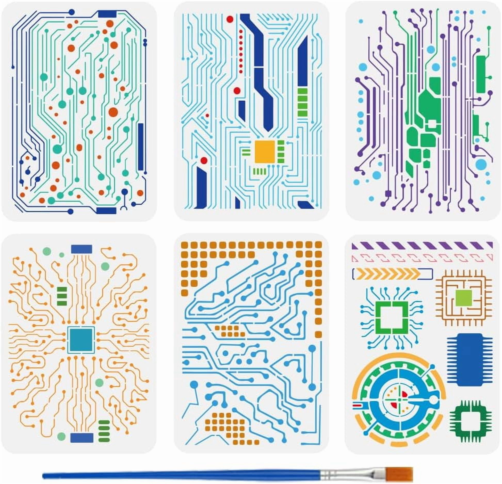 6 PCS Circuit Board Stencils with Paint Brush 8.3x11.7inch Circuit ...