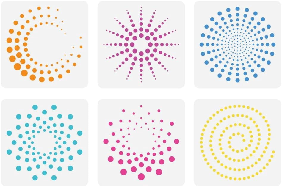 6 PCS Circular Dots Stencils for Painting 5.9x5.9 inch Small Dots ...