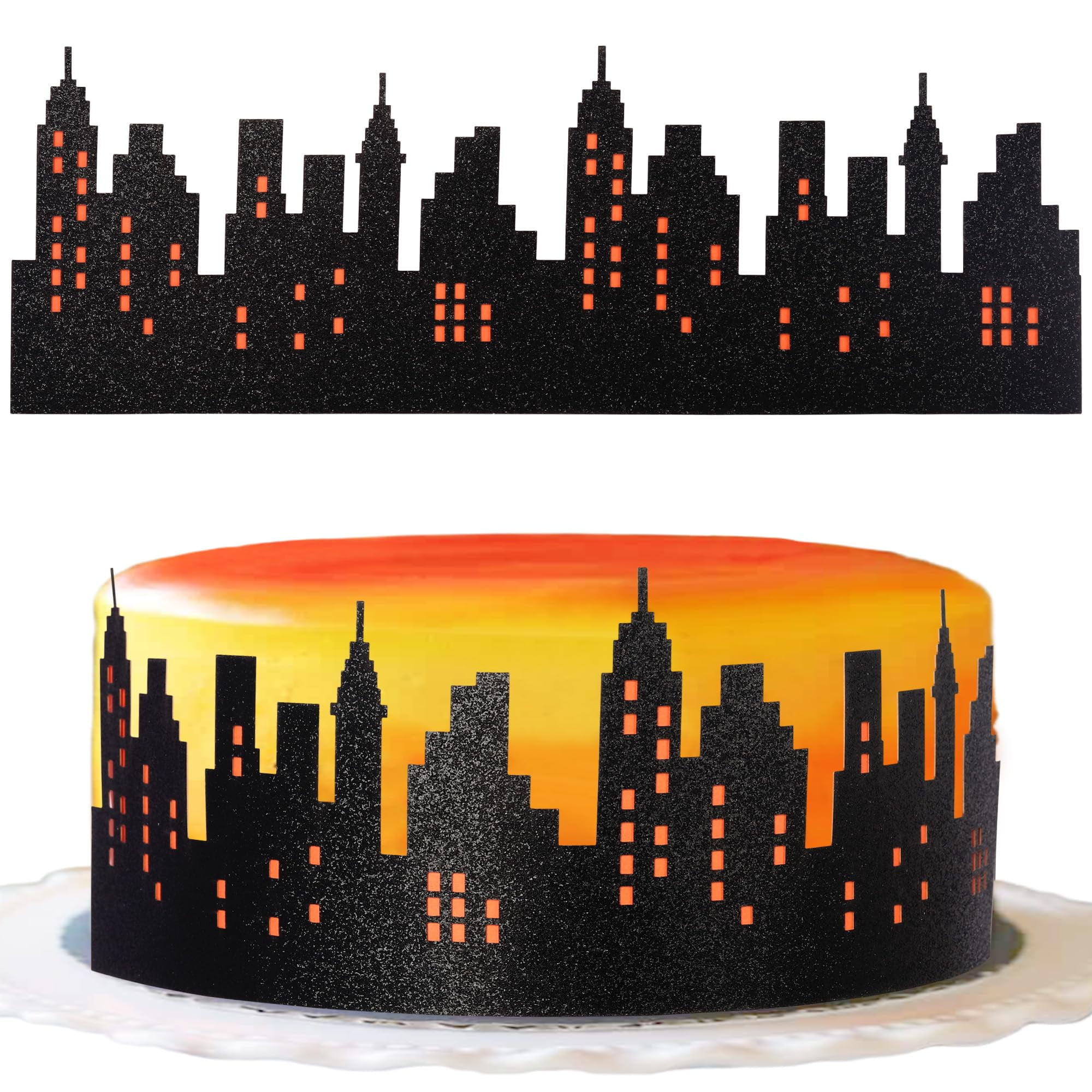 6 PCS City AJH3 Cake Border Decoration Wrapper Toppers City Skyline ...