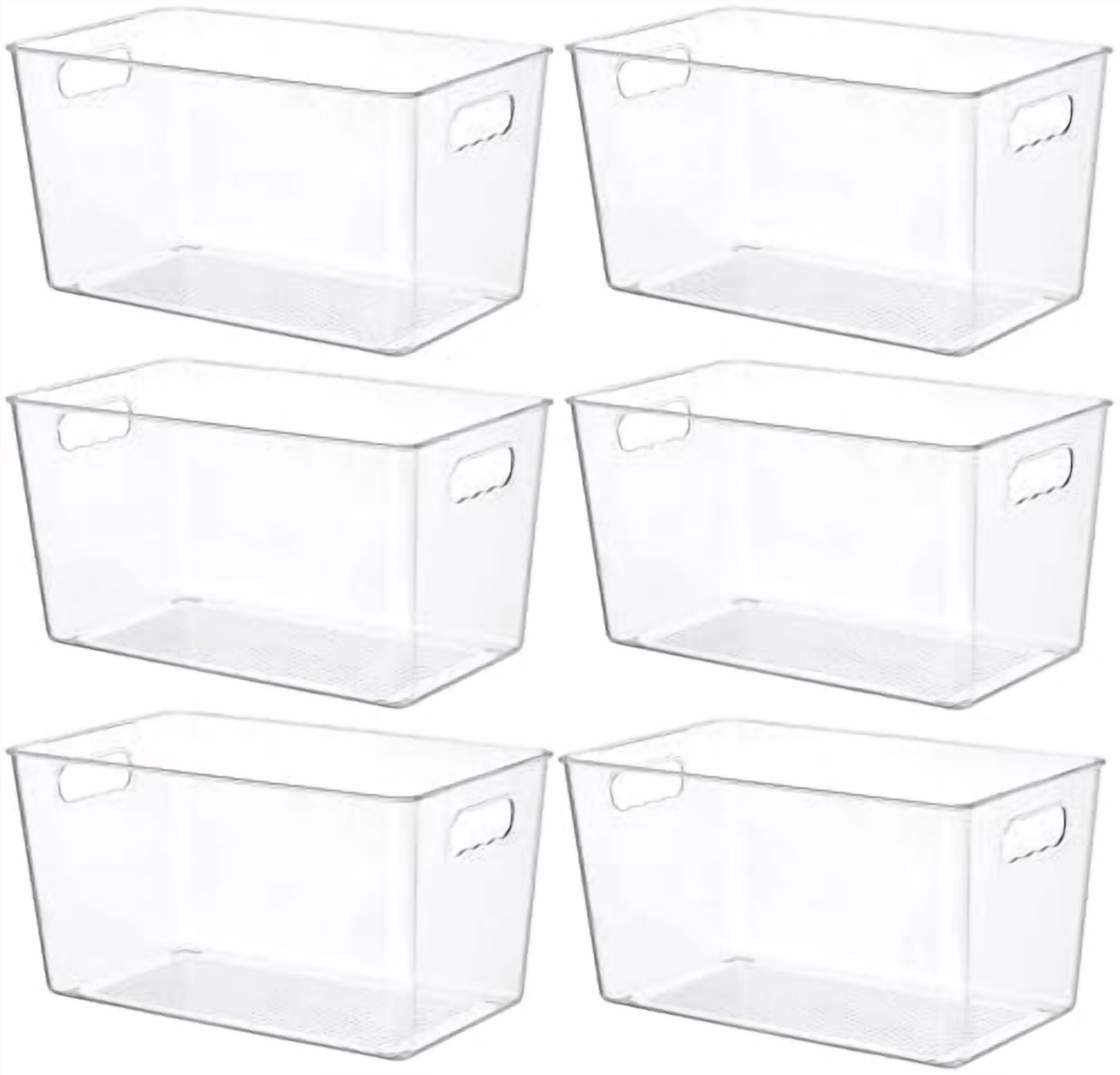 6 PCS Clear Plastic Storage Bins, Pantry Organizer Containers with ...