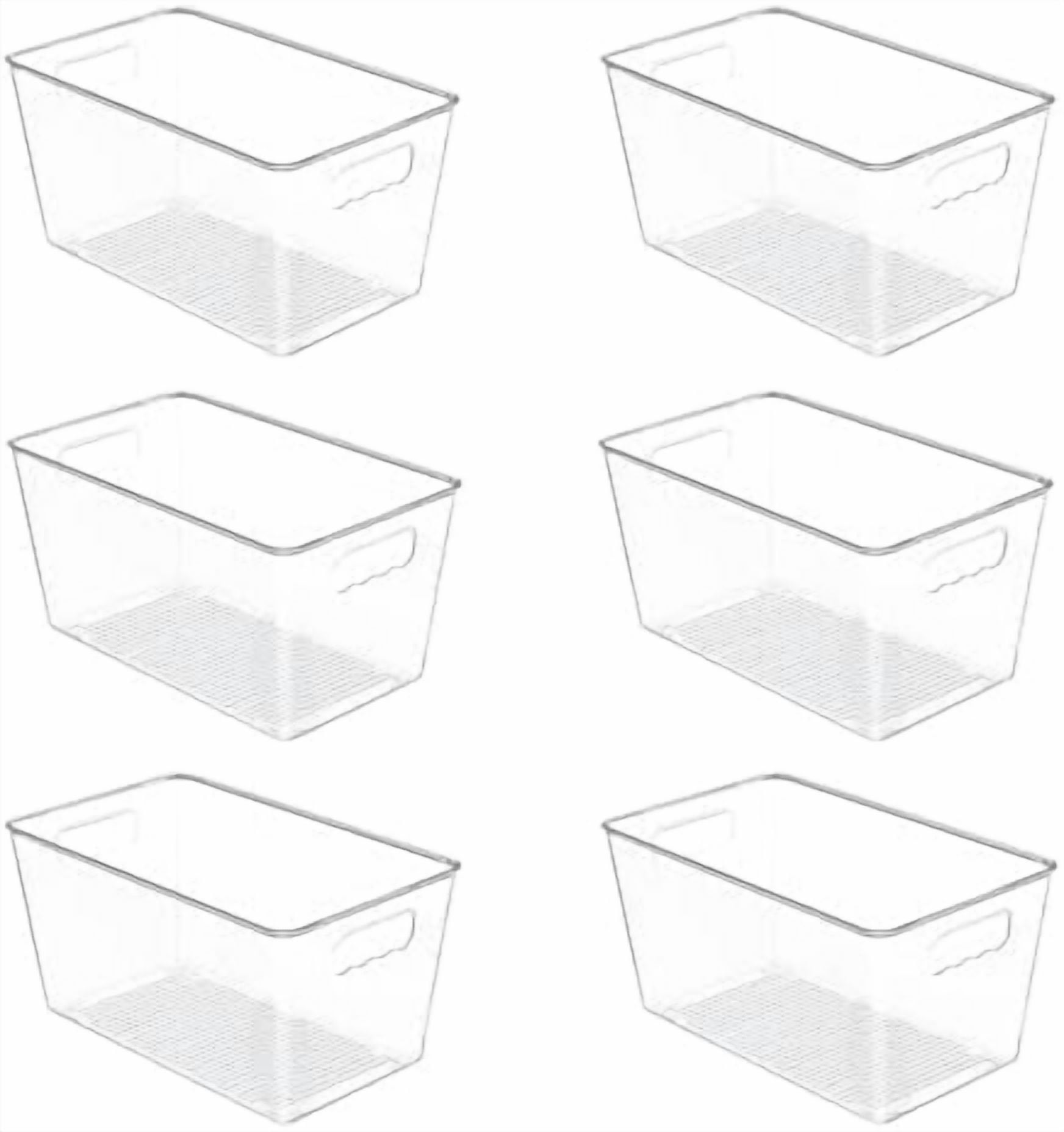 6 PCS Clear Plastic Storage Bins, Pantry Organizer Containers with ...