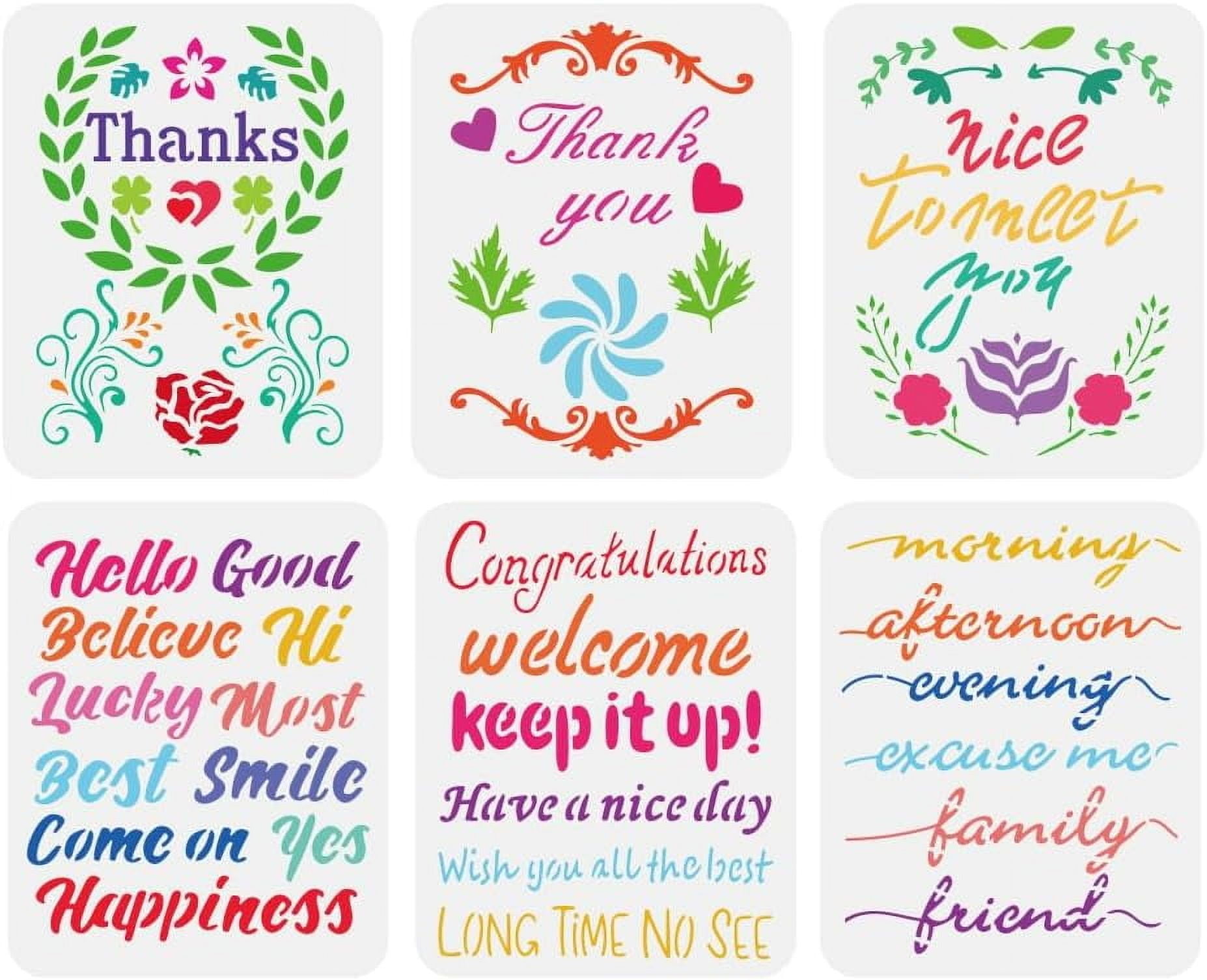 6 PCS Common Phrases Painting Stencil 9.8x7.87inch Commonly Used ...