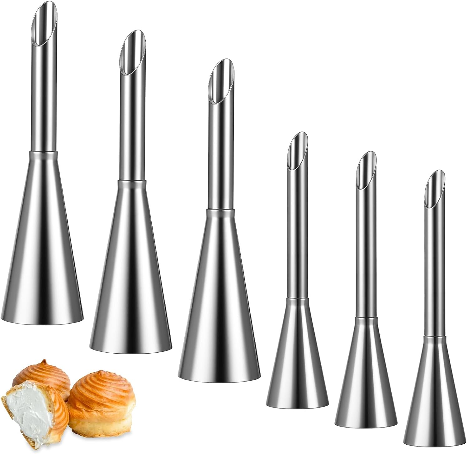 6 PCS Cream Puff Piping Tip Professional Stainless Steel Cream Icing ...