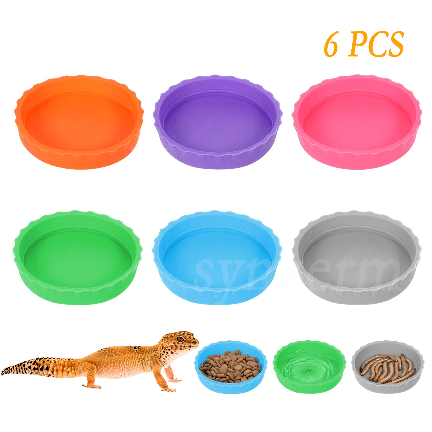 6 PCS Crested Gecko Food Bowl and Water Bowl, 6 Colors Reusable ...