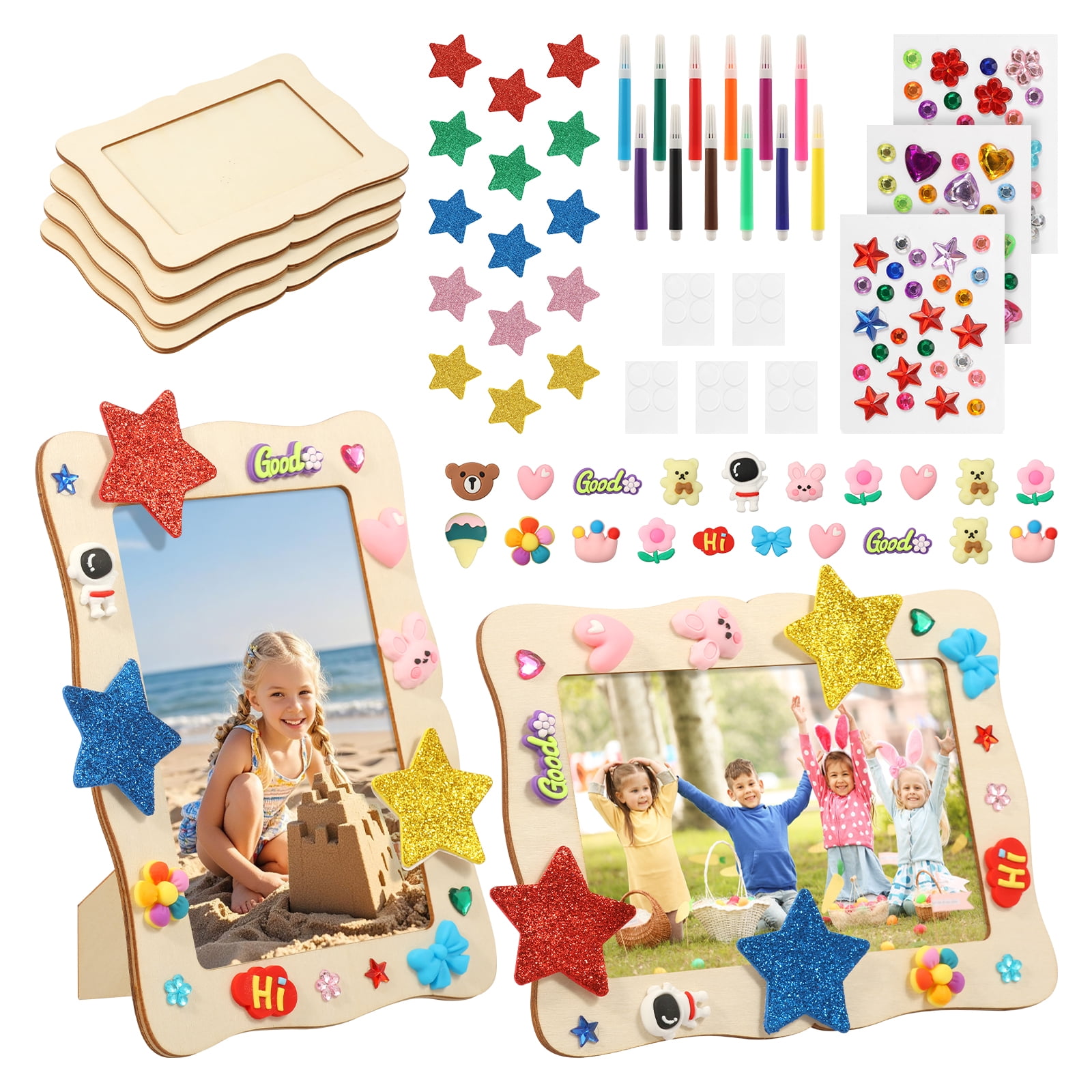 6 PCS DIY Wooden Picture Frames with , 4 x 6 in Photos Wood Picture ...