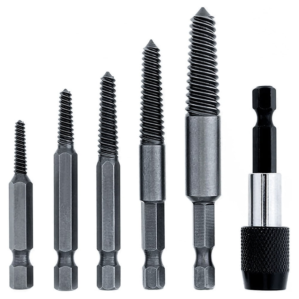 6 PCS Damaged Screw and Broken Bolt Extractor Set with 1/4 Quick Change Arbors Tool Kit Bad ...
