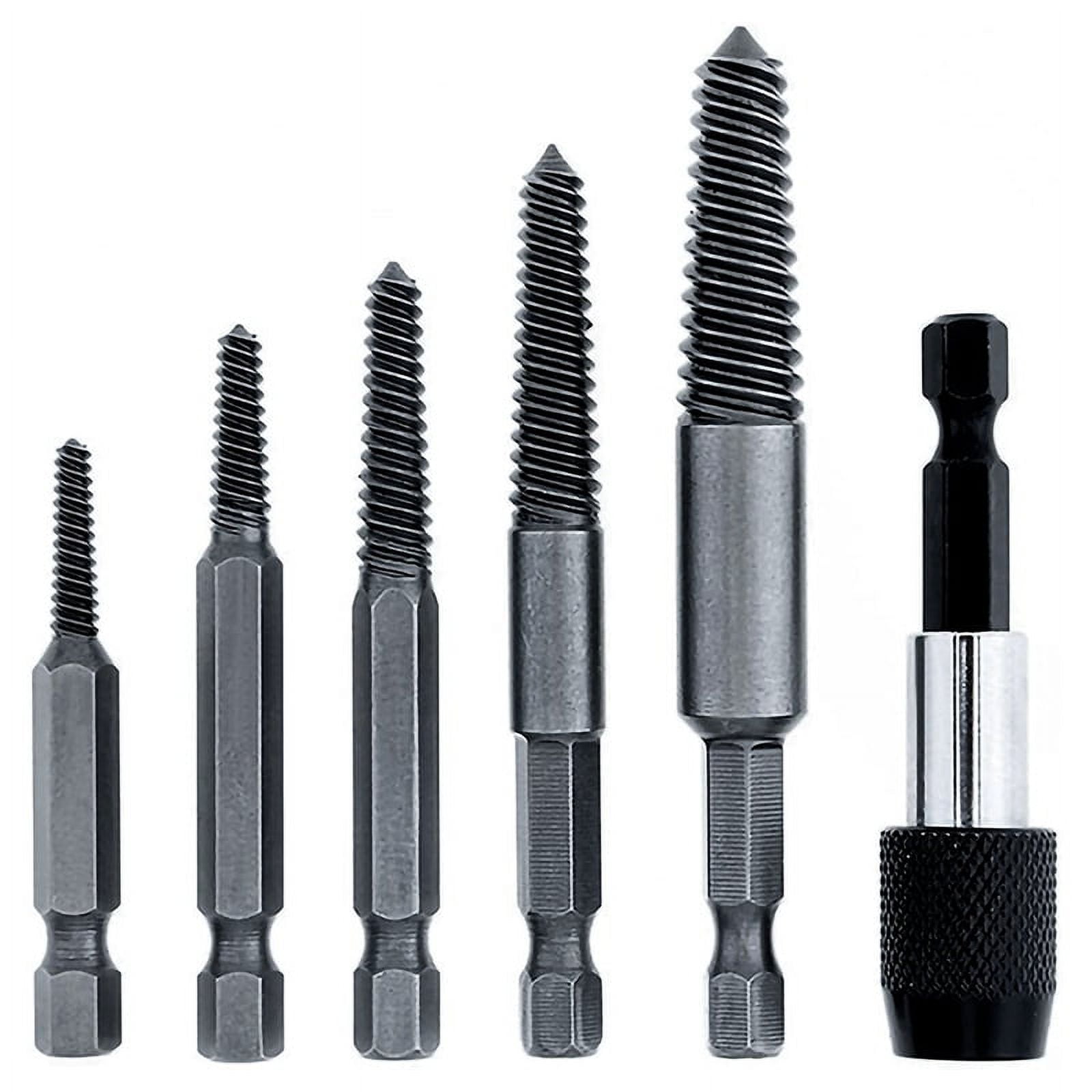 6 PCS Damaged Screw and Broken Bolt Extractor Set with 1/4 Quick Change ...
