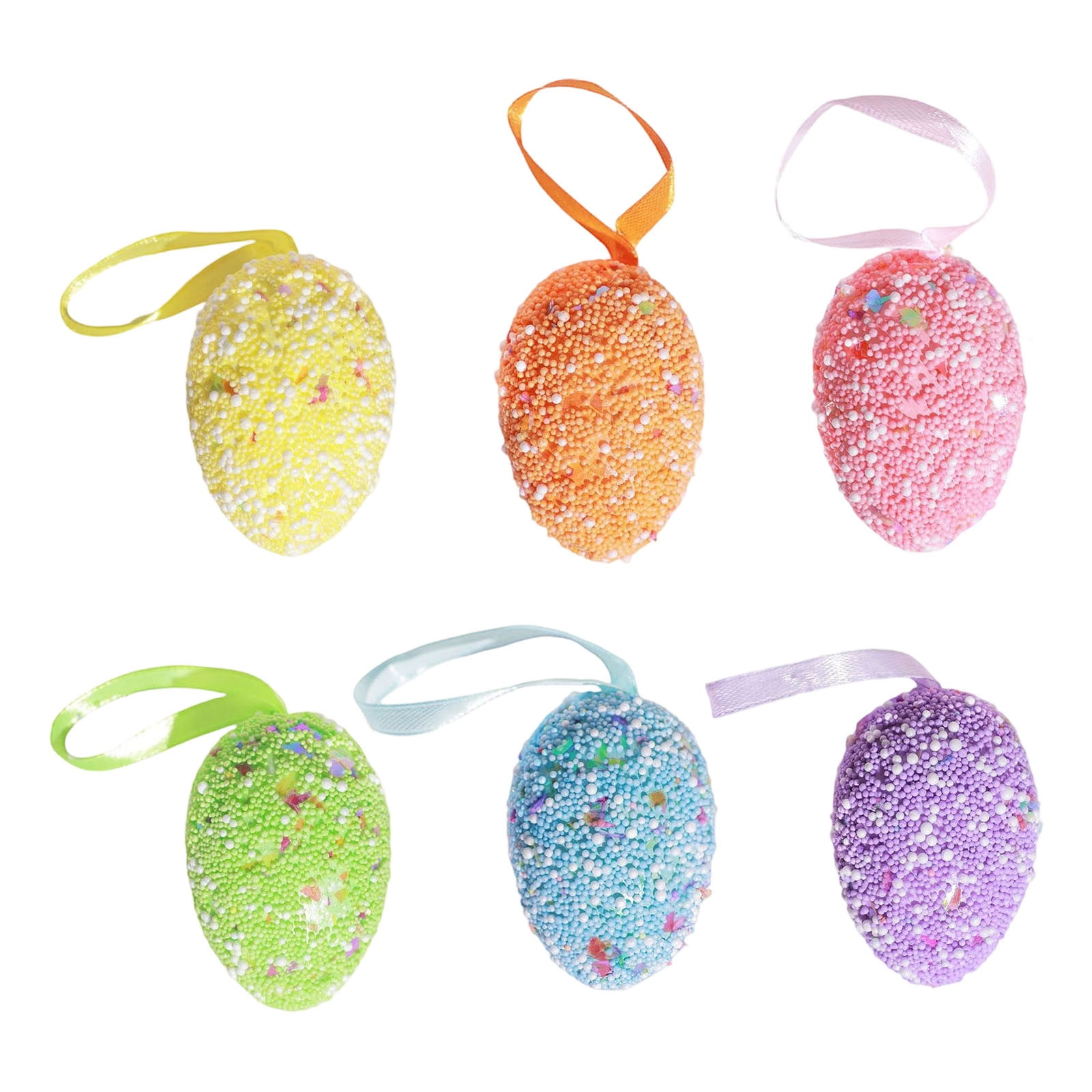 6 PCS Easter Egg Ornaments Hanging Ornaments Colorful Foam Hanging Egg ...