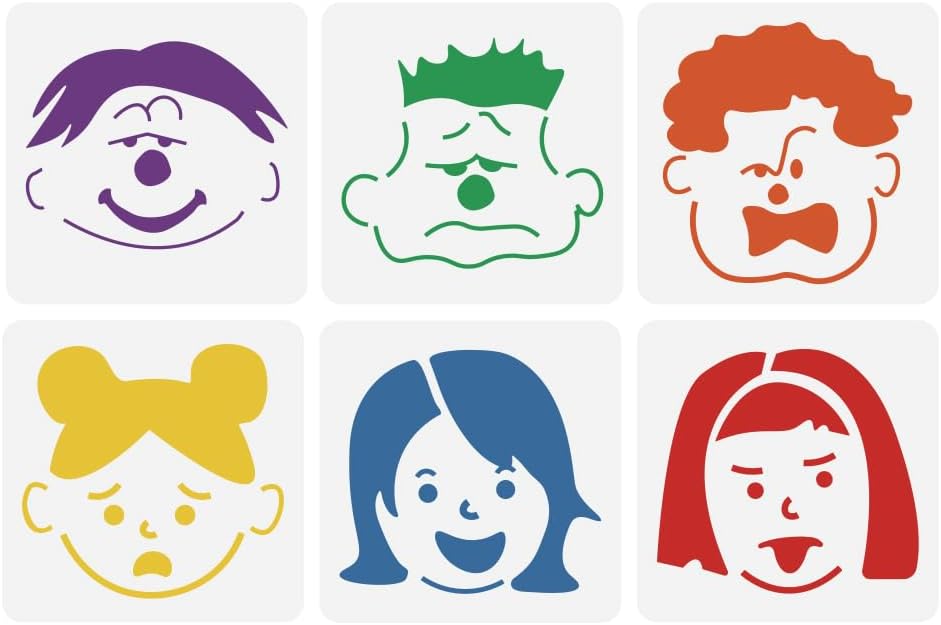 6 PCS Emotional Expressions Painting Stencil 5.9x5.9inch Reusable ...