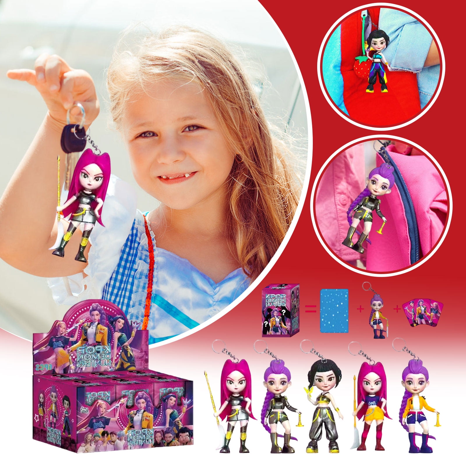 6 PCS Exquisite Pop Stars Hunters Action Figures Keychain Blind Box ...