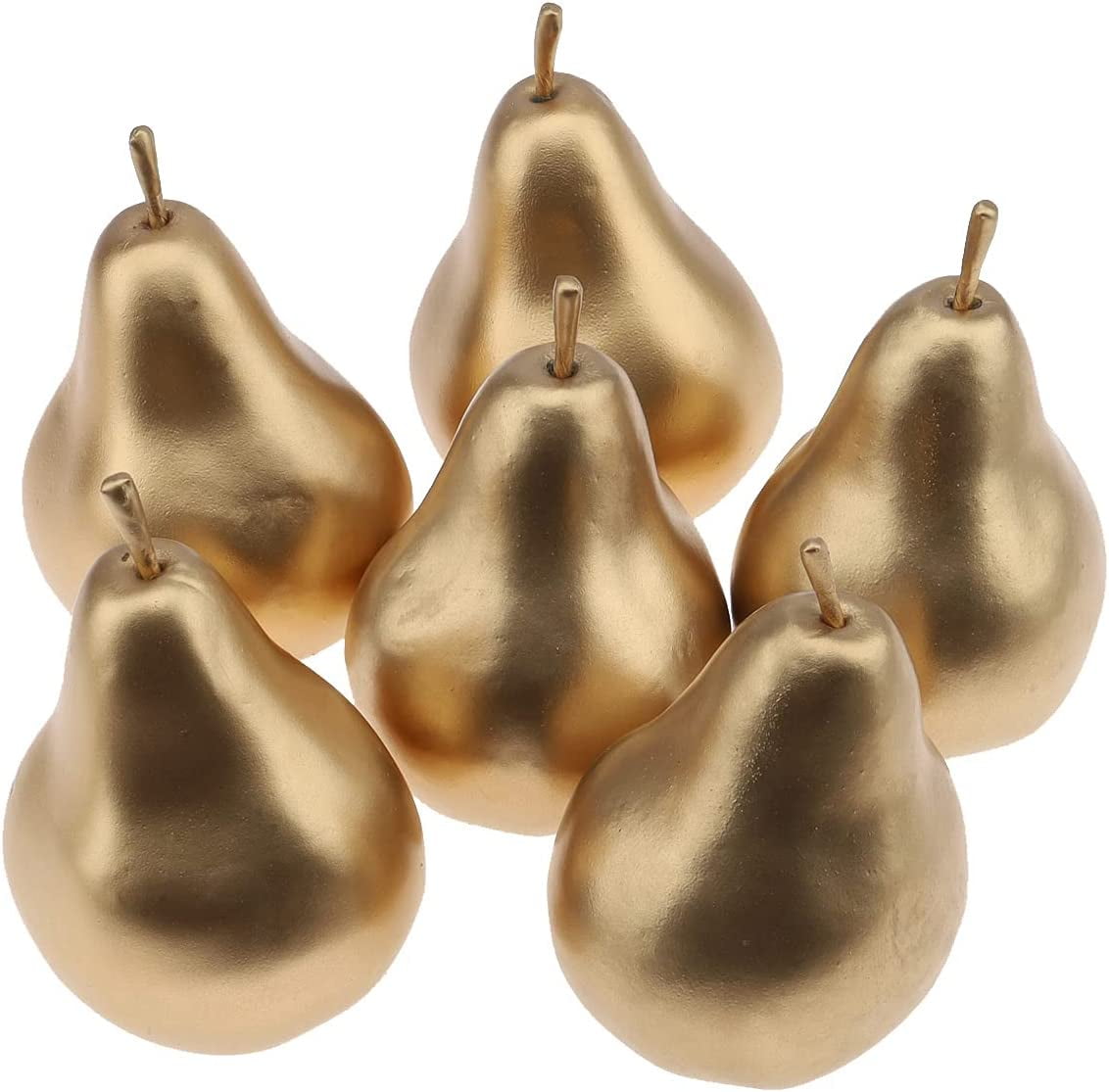 6 PCS Fake Plastic Pear Silver Golden Decoration New Year Artificial ...