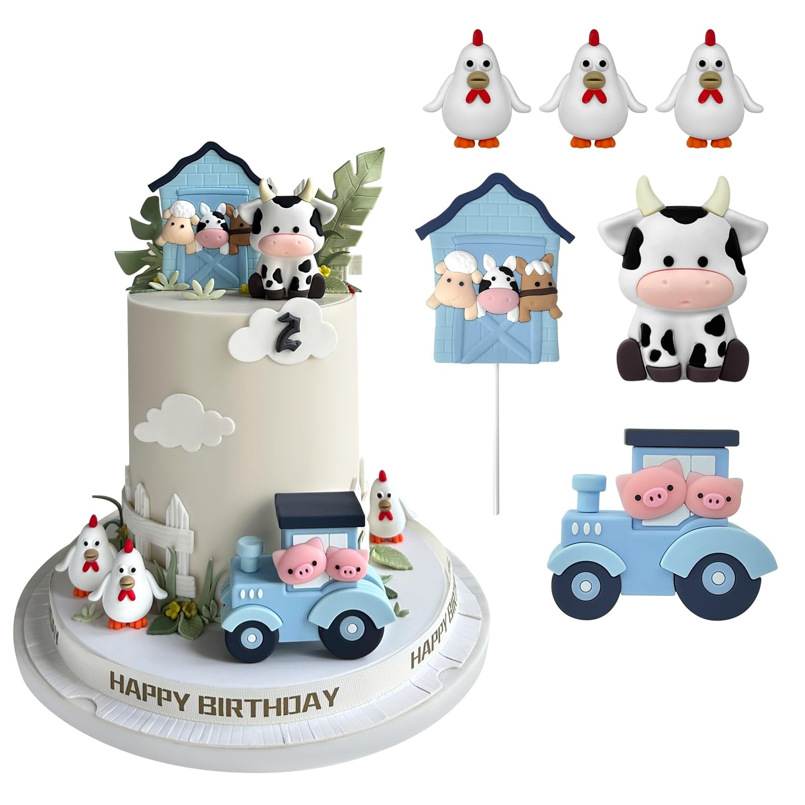 6 PCS Farm Cake Toppers - Walmart.com