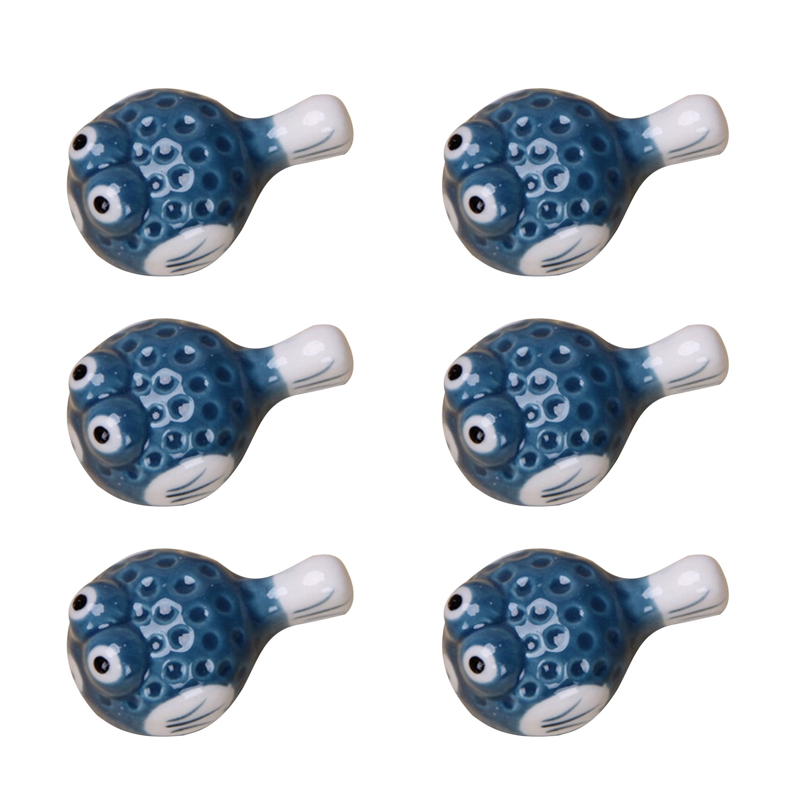 6 PCS Fashion Ceramic Chopstick Stands Spoon Fork Rests Pufferfish ...