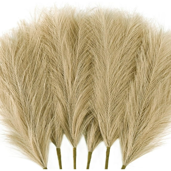 6 PCS Faux Pampas Grass Arrangement - 18"/45cm Artificial Fluffy ...