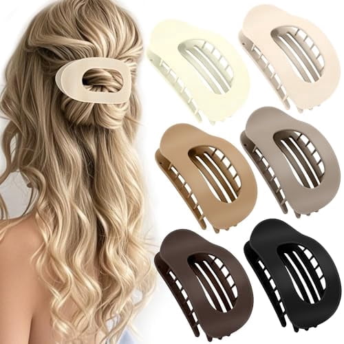 6 PCS Flat Hair Clips for Women and Girls,Matte Flat Claw Clips ...
