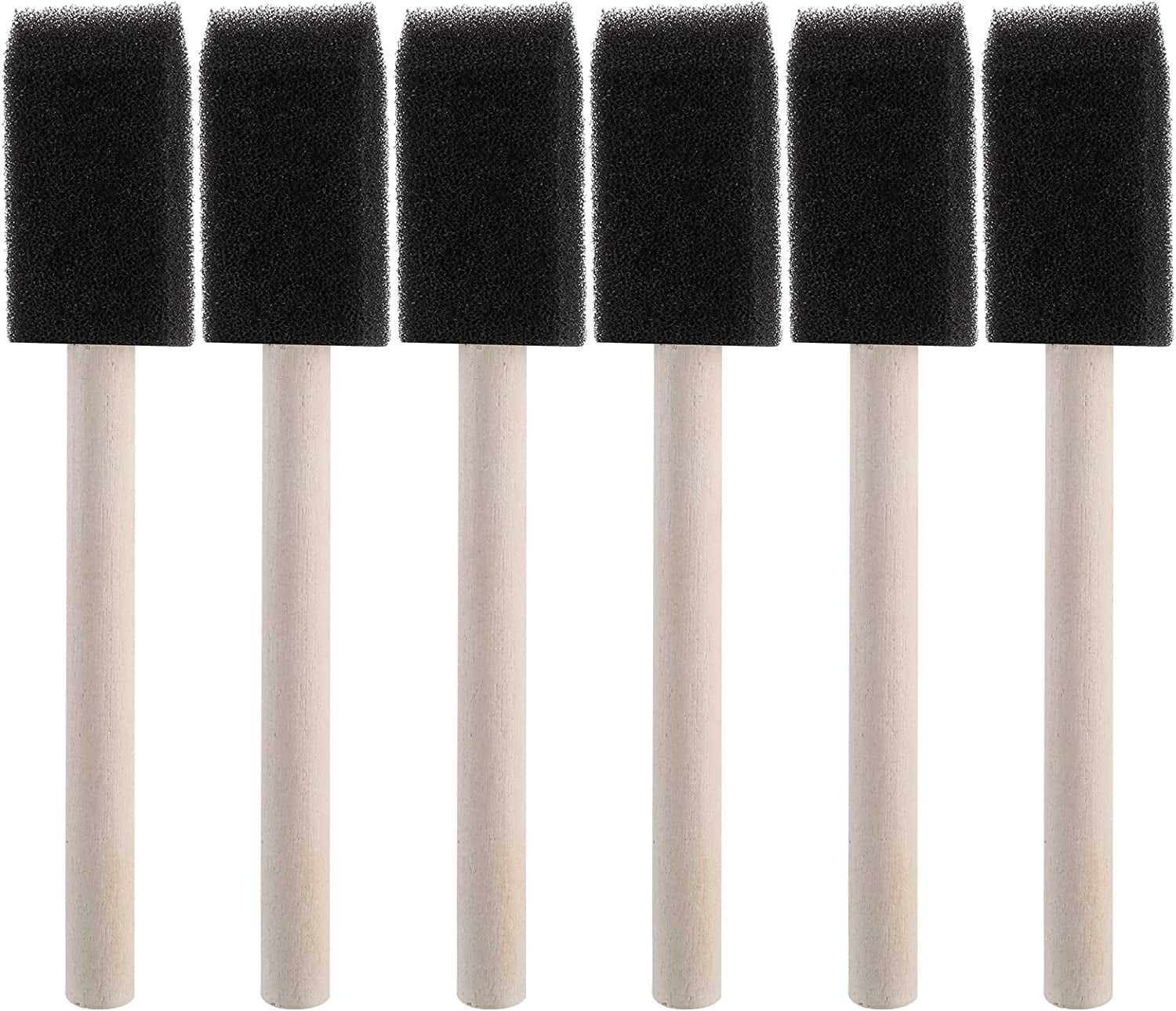 6 PCS Foam Paint Brush Set, Sponge Wood Brush with Wooden Handles ...