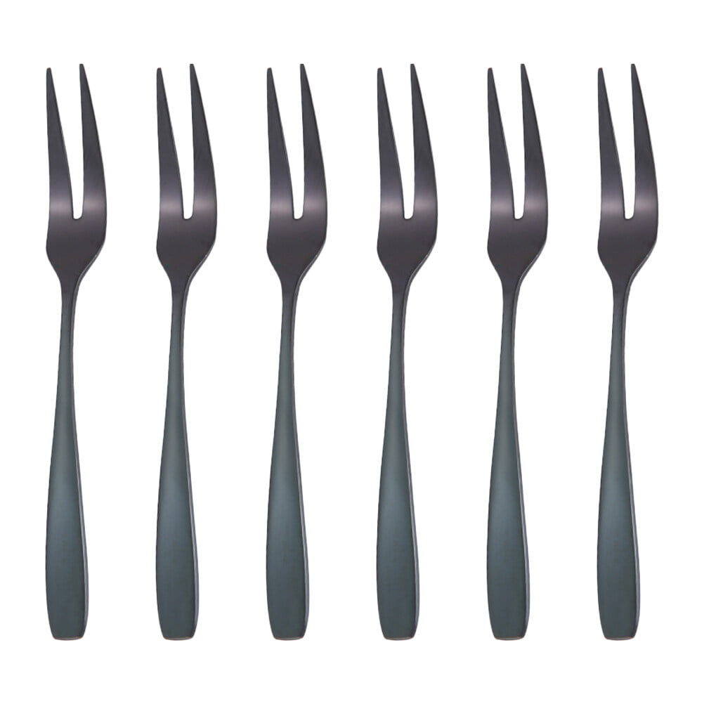 Raindrops Dessert Forks 6Pcs Black Stainless Steel 2 Prong Tasting ...